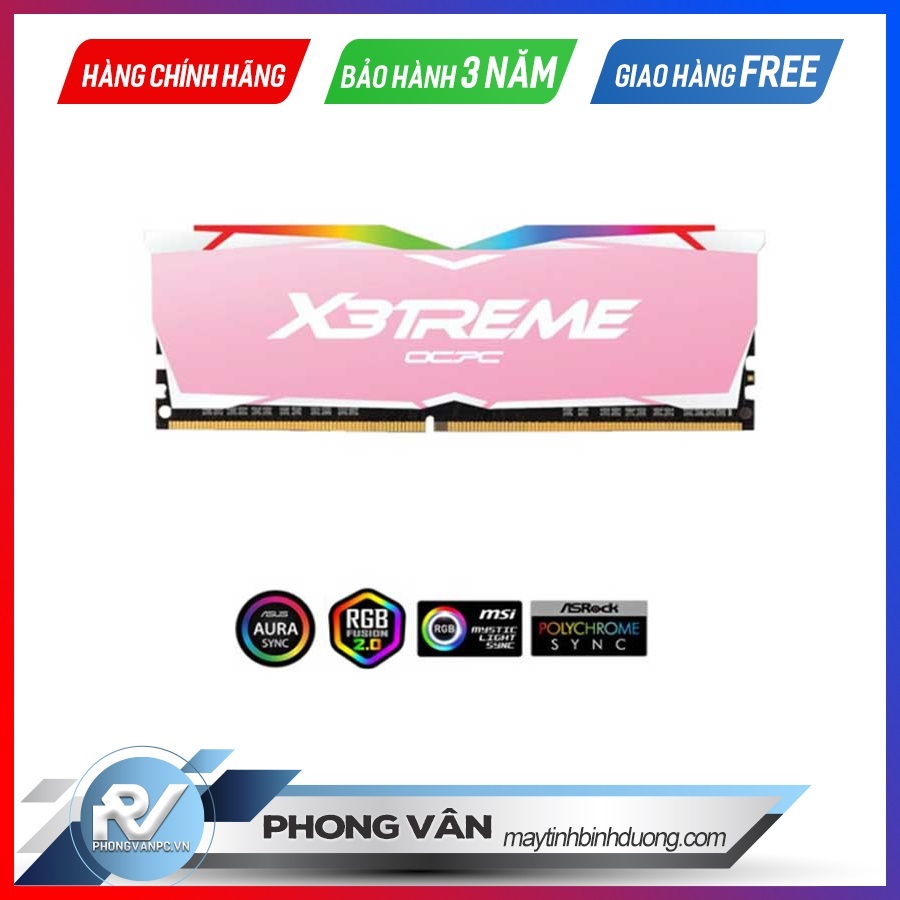Ram OCPC X3TREME Aura RGB 16GB DDR4 Bus 3200 C16 Pink(2x8GB)