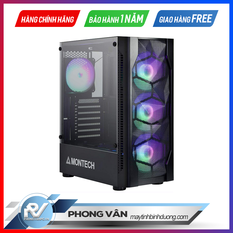 Vỏ Case Montech X1 Black (sẵn 4 quạt RGB)