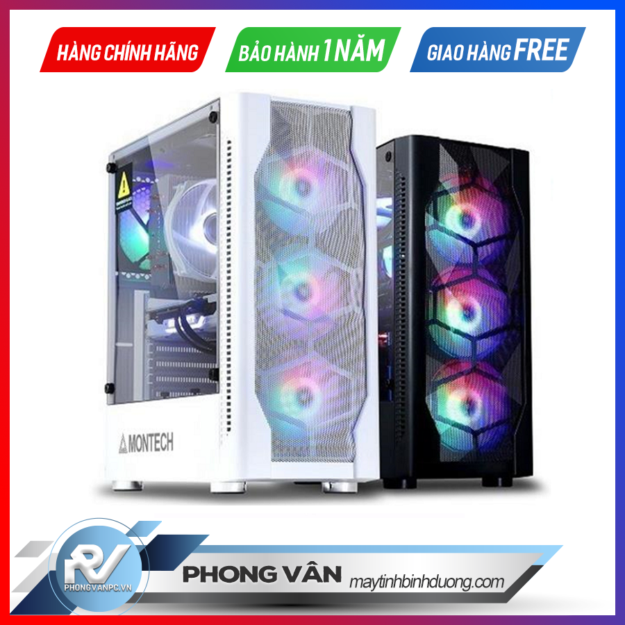 Vỏ Case Montech X1 White (sẵn 4 quạt RGB)