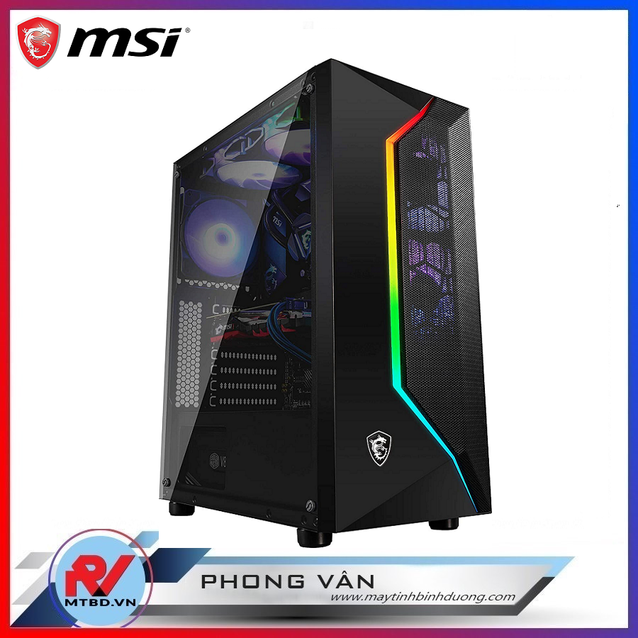 Vỏ case MSI MAG VAMPIRIC 100R RGB (sẵn 2 quạt led, 1 quạt không led)